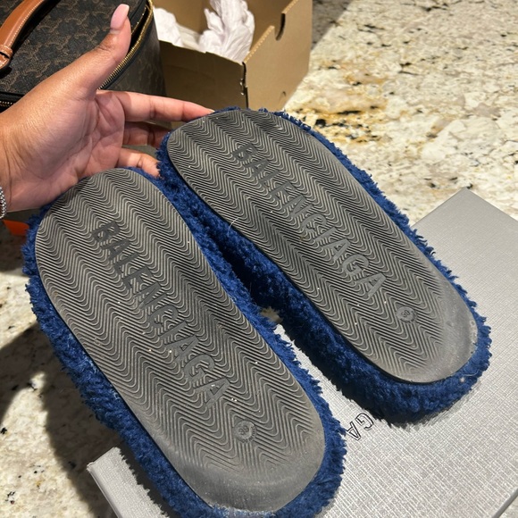 Balenciaga | Shoes | Balenciaga Blue Furry Slides | Poshmark
